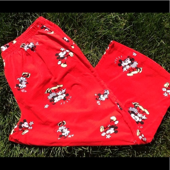Disney | Intimates & Sleepwear | Disneys Red Mickey Minnie Pj Pants Sz ...